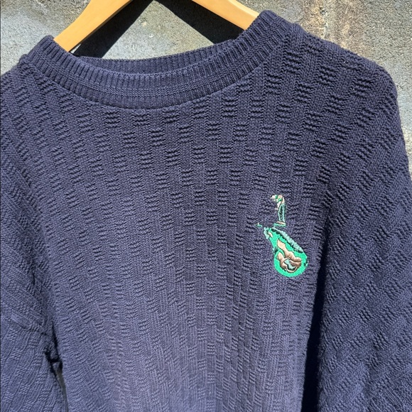 Sweaters | Vintage Textured Golf Sweater Xl Navy Blue Cotton Knit ...